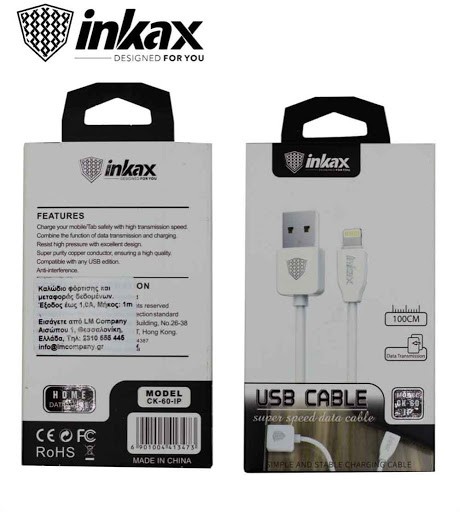 Cable Lightning USB 1m INKAX CK-60